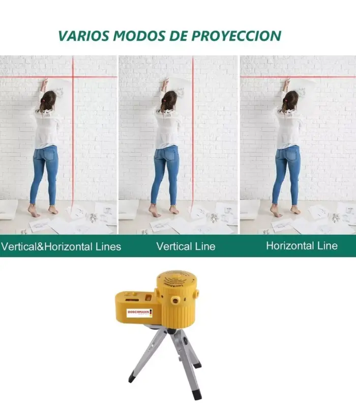 Nivel laser con trípode mini multifunción 4 líneas Boschmann mini680 ...